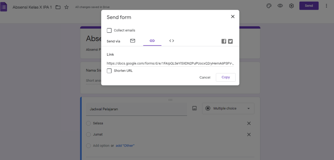 Cara Membuat Absensi di Google Form - Quipper Blog